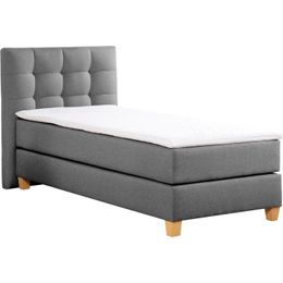 Boxspringbett Home Affaire, B:104cm L:211cm, grau, Komplettbetten, "Moulay", inkl. Topper, in 3 H&auml;rtegraden, TFK auch in H&auml;rtegrad 4