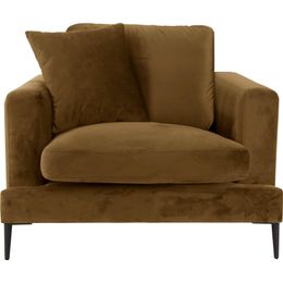 Sessel Home Affaire, B:91cm H:80cm T:97cm, gelb, Samtoptik (100% Polyester);Struktur (100% Polyester), Wohnzimmer, Sessel, "Cozy Loungesessel,