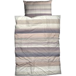 Bettw&auml;sche CASATEX, rosa, Satin, Obermaterial: 100% Baumwolle, Jugendzimmer, Bettw&auml;sche, "Levio", breite Streifen, Aquarellfarben, stilvolles Desigen