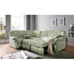 Ecksofa DOMO collection, B:256cm H:91cm T:200cm, gr&uuml;n, Luxus-Microfaser (100% Polyester), mit Muster;Struktur (100% Polyester), Wohnzimmer, Sofas,