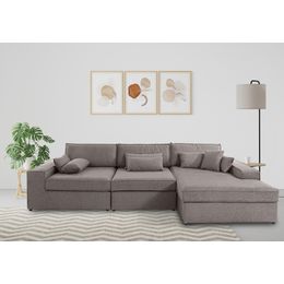 Ecksofa OTTO HOME, B:360cm H:75cm, grau, Baumwollmix (60% Baumwolle/40% Leinen);Struktur fein (100% Polyester);Samtoptik (100% Polyester);Samtvelours