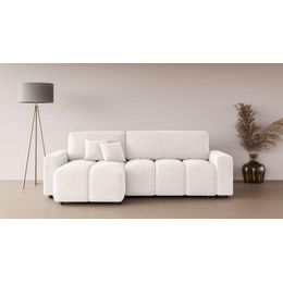 Ecksofa Home Affaire, B:233cm H:88cm T:142cm, beige, 100% Polyester, Wohnzimmer, Sofas, "FELICI, Schlafsofa 233cm, L-Form mit Recamiere beidseitig