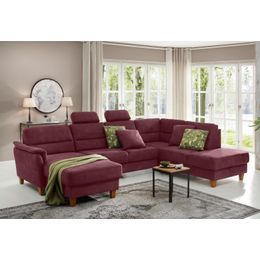 Wohnlandschaft Home Affaire, B:308cm H:89cm T:212cm, rot, 100% Polyester;Struktur (100% Polyester);Luxus-Microfaser in Lederoptik (100% Polyester),