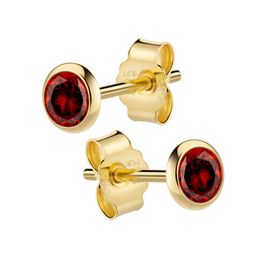 Vivance Damen Paar Ohrstecker "585/- Gelbgold Granat", one-size, Gold, gelb, Gold, Ohrringe