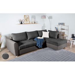 Ecksofa Collection AB, B:250cm H:42cm T:161cm, grau, 100%Polyester, Wohnzimmer, Sofas, "JANA XL-Sofa L-Form", inkl. Bettfunktion, Bettkasten und