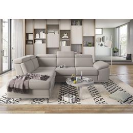 Sit & More Ecksofa SIT & MORE, B:274cm H:87cm T:230cm, grau, 100% Polyester, Wohnzimmer, Sofas, "Cabrio L-Form, B: 274 cm, mit Sitztiefen-, Arm- &