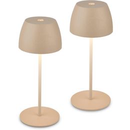 Tischleuchte "2er Set LED Tischlampe kabellos, beige", beige, Briloner Leuchten, Wohnzimmer, Leuchten, 2er Set Tischlampe kabellos 20x8cm Beige 2,5W