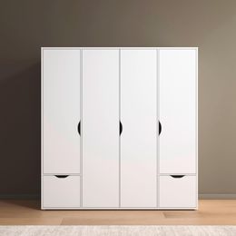Dreht&uuml;renschrank Rauch, B:187cm H:194cm T:53cm, wei&szlig;, Holzwerkstoff, Schr&auml;nke, "Kleiderschrank Schrank Garderobe W&auml;scheschrank NARAI mit Schubladen",