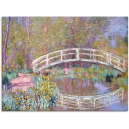 Leinwandbild Artland, B:80cm H:60cm T:1,8cm, blau, Leinwand, Wohnzimmer, Bilder, "Brücke in Monets Garten", auf Keilrahmen gespannt