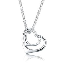 Elli Damen Kette mit Anhänger "Herz 925 Sterling Silber", 45, ohne Stein, Silber 925 (Sterlingsilber), L: 45, silber, Silber 925 (Sterlingsilber),