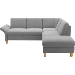 Ecksofa Home Affaire, B:240cm H:90cm T:216cm, grau, 100% Polyester, Wohnzimmer, Sofas, "Rochelle, L-Form", wahlweise mit Armteilverstellung,