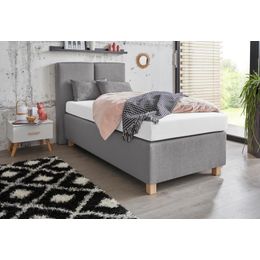 Boxspringbett, grau, Westfalia Schlafkomfort, Komplettbetten, mit Zierkissen