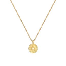Elli Damen Kette mit Anh&auml;nger "Sonne Antik Coin Rund Kordelkette 925er Silber", 50, ohne Stein, Silber 925 (Sterlingsilber), L: 42gold, Silber 925