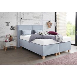Boxspringbett, blau, Westfalia Schlafkomfort, Komplettbetten, mit Zierkissen