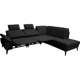 Ecksofa Alina, B:243cm H:118cm T:210cm, schwarz, Struktur GBA (100% Polyester), Wohnzimmer, Sofas, inkl. Kopfst&uuml;tzen, wahlweise mit Relaxfunktion,