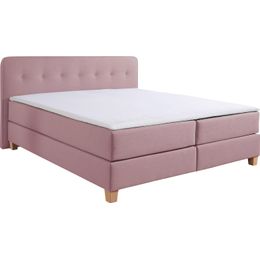 Boxspringbett Home Affaire, B:193cm L:207cm, lila, Struktur fein (100% Polyester);Samtstoff (100% Polyester), Komplettbetten, "Fargo", inkl. Topper,