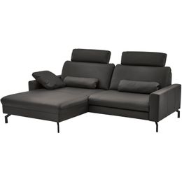 Ecksofa DIE PLANBAR, B:248cm H:114cm T:179cm, schwarz, Wohnzimmer, Sofas, "PN-EM20028 L-Form mit Kopfst&uuml;tzen", wahlweise mit motorischem Canape