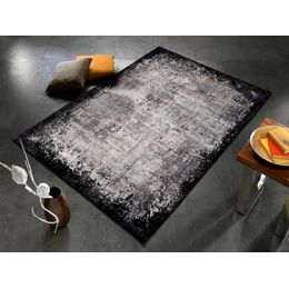 Teppich WK Wohnen, B:200cm H:8mm L:290cm, grau, Polyacryl, Viskose, Wohnzimmer, Teppiche, "BORDER", hochwertiger Viskoseanteil, samtweiche Oberfl&auml;che