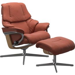stressless Relaxsessel "Reno" Set, Relaxsessel mit Hocker, mit Hocker, mit Cross Base, Gr&ouml;&szlig;e S, M & L, Holzakzent Eiche