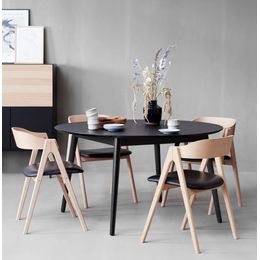 Esstisch, B:135cm H:73,5cm T:135cm, schwarz, HAMMEL FURNITURE, Tischplatte: Schwarzes nanobehandeltes Fenix-Laminat (schwarzer Rand), Gestell: