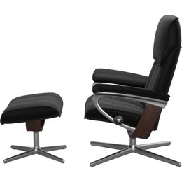 stressless "Admiral" Set, Relaxsessel inkl. Hocker, mit Cross Base, Gr&ouml;&szlig;e M & L, Holzakzent Braun