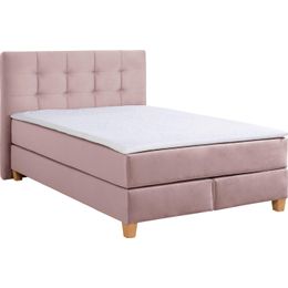 Boxspringbett Home Affaire, B:154cm L:211cm, lila, Komplettbetten, "Moulay", inkl. Topper, in 3 H&auml;rtegraden, TFK auch in H&auml;rtegrad 4