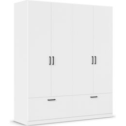 Dreht&uuml;renschrank Rauch, B:180cm H:210cm T:54cm, wei&szlig;, Holzwerkstoff, Schr&auml;nke, "Kleiderschrank Schrank Garderobe W&auml;scheschrank BARI", mit Schubk&auml;sten