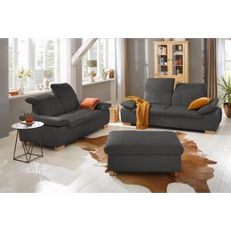 2,5-Sitzer Home Affaire, B:215cm H:77cm T:90cm, braun, Chenille 100% Polyester;Struktur fein ( 100% Polyester);Luxus-Kunstleder;Struktur weich (100%
