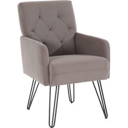 Sessel, B:61cm H:89cm T:67cm, grau, exxpo - SOFA FASHION, Wohnzimmer, Sessel, "Doppio, Loungesessel mit Designuntergestell, bequem und elegant",