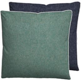 Kissenbezug Biberna, B:40cm L:40cm, gr&uuml;n, Flanell, Obermaterial: 100% Baumwolle, Outdoor, Kissenbez&uuml;ge, "Hermal Flanell mit Rei&szlig;verschluss,