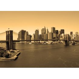 papermoon Fototapete "Brooklyn Bridge in Sepia", B/L: 5m x 2,8m, Bahnen: 10 Stk., bunt, Tapeten