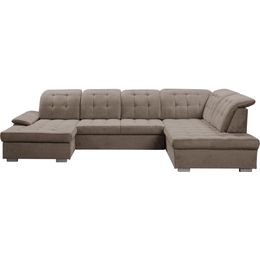 Wohnlandschaft WERK2, B:332cm H:105cm T:217cm, beige, 95% Polyester, 5% Nylon, Sofas, "Kordula-New Multifunktion Couch, Breite 332cm, U-Form", Sofa