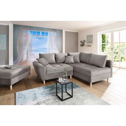 Ecksofa Home Affaire, B:223cm H:47cm T:184cm, grau, Luxus-Microfaser (100% Polyester);Struktur fein (100% Polyester);Microfaser PRIMABELLE (100%