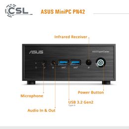 ASUS Mini-PC "Mini-PC ASUS PN42 Intel N200 Windows 11", Microsoft Windows 11 Pro (64 Bit), 32 GB RAM 4.000 GB SSD, schwarz, Desktop-PCs