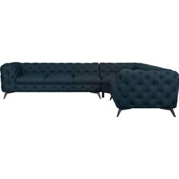 Chesterfield-Sofa Home Affaire, B:323cm H:75cm T:264cm, blau, Struktur (100% Polyester);Samtoptik (100% Polyester), Sofas, "Ecksofa GLYNIS L-Form mit