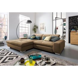 Ecksofa, B:276cm H:89cm T:198cm, braun, SET ONE BY Musterring, 100% Polyester, Wohnzimmer, Sofas, "SO 1200 inkl. Sitztiefen- & R&uuml;ckenverstellung f&uuml;r