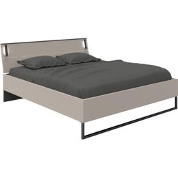 Futonbett wimex, B:168cm H:93cm L:210cm, schwarz, Betten, "Tilburg in verschiedenen Breiten erhältlich, inkl. LED Beleuchtung", Bett mit Metallkufe
