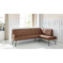 Eckbank, B:158cm H:90cm T:236cm, braun, exxpo - SOFA FASHION, 100% Polyester, Esszimmer, Sitzb&auml;nke, "Doppio, Chesterfield Optik, komfortabel und