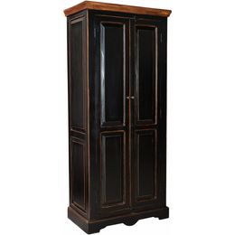 Dreht&uuml;renschrank Sit, B:80cm H:180cm T:45cm, schwarz, Holzwerkstoff, MDF, Massivholz, Schr&auml;nke, "Corsica", mit zwei T&uuml;ren, H&ouml;he 180 cm, Shabby Chic,