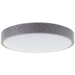 Brilliant LED Deckenleuchte "Filiz", Ø 38cm H: 8cm, 1 Stk., grau, Wohnzimmer, Leuchten, Textil, Ø 39 cm, 24 W, 2400 lm, 3000 K, 3-Stufen dimmbar