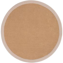 Sisalteppich CarpetFine, H:5mm &Oslash;:160cm, beige, Sisal, Teppiche, "Sisal", mit farbiger Bord&uuml;re, Anti-Rutsch R&uuml;ckseite