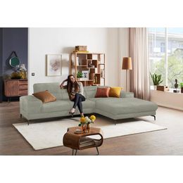 Ecksofa W.Schillig, B:303cm H:70cm T:193cm, grau, Chenille-Flachgewebe R66 (85% Polyester, 15% Nylon), Wohnzimmer, Sofas, "Piedroo, Designsofa mit