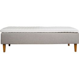 Boxspringbett Home Affaire, B:81cm L:201cm, grau, 100% Polyester, Komplettbetten, "Osterberg", mit Taschen-Federkernunterbox