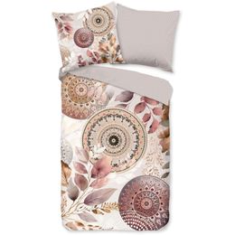 Wendebettw&auml;sche HIP, grau, Mako-Satin, Obermaterial: 100% Baumwolle, Bettw&auml;sche, "Afina", Mako-Satin, Rei&szlig;verschluss, Wendeoptik, Mandala, Neutral,