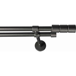 Gardinenstange Garesa, L:450cm &Oslash;:16mm, grau, Holzwerkstoff, Metall, Gardinenstangen, "STAURA", Vorhanggarnitur, verl&auml;ngerbar, Knopf mit 2 Rillen,