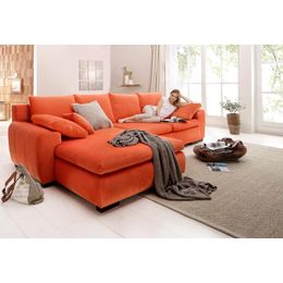 Ecksofa Home Affaire, B:325cm H:87cm T:183cm, orange, Luxus-Microfaser Vintageoptik (100% Polyester);Microfaser Antiklederoptik (100% Polyester),