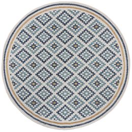 Teppich FLAIR RUGS, H:4mm &Oslash;:160cm, blau, Kunstfaser, Wohnzimmer, Teppiche, "ZiaTrellis", Zia Trellis Indoor Outdoor-Teppich