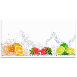 K&uuml;chenr&uuml;ckwand Artland, B:100cm H:50cm, bunt, Aluminium, Spritzschutzw&auml;nde, "Fruchtig erfrischend gesund Fruchtmix", Alu Spritzschutz mit Klebeband,