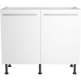Sp&uuml;lenschrank KOCHSTATION, B:100cm H:87cm T:58,4cm, wei&szlig;, Spanplatte, K&uuml;che, Schr&auml;nke, "KS-Bern2", Breite 100 cm, 2 T&uuml;ren