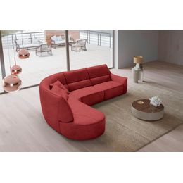 Ecksofa Egoitaliano, B:330cm H:88cm T:205cm, rot, Luxus-Micofaser Lederoptik (100% Polyester) ist ein neues technisches Gewebe mit einem visuellen